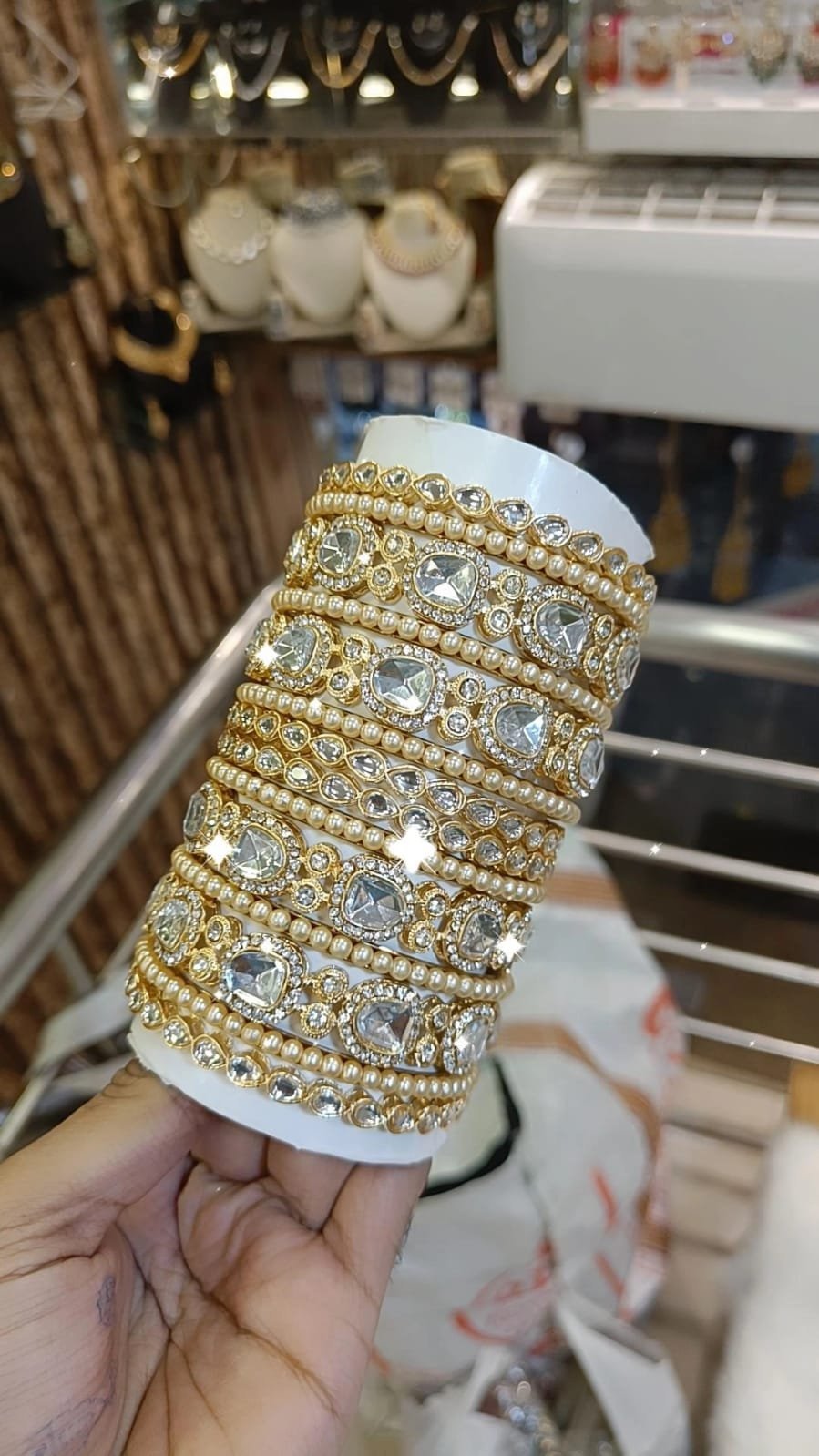 WHITE PEARL BANGLES SET - Bangles King