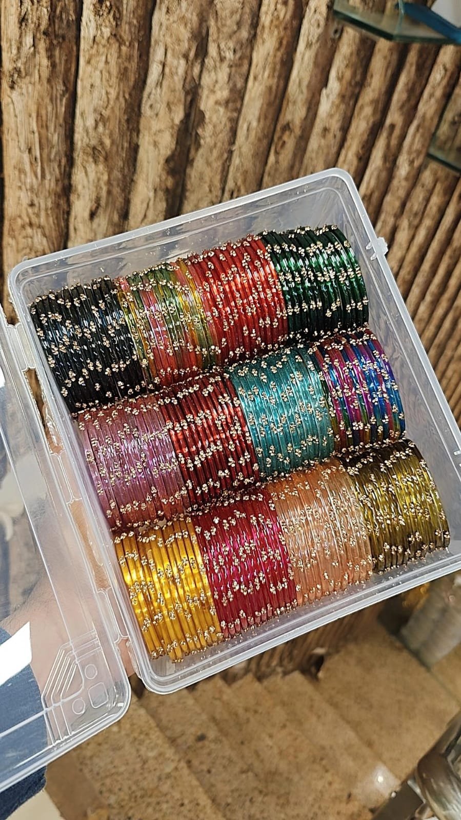 GLOSSY STONE GLASS BANGLES - Bangles King