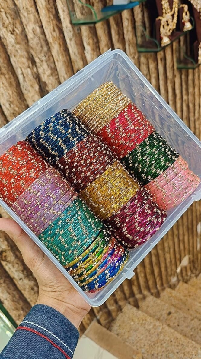 CRYSTAL STONE DROP GLASS BANGLES - Bangles King